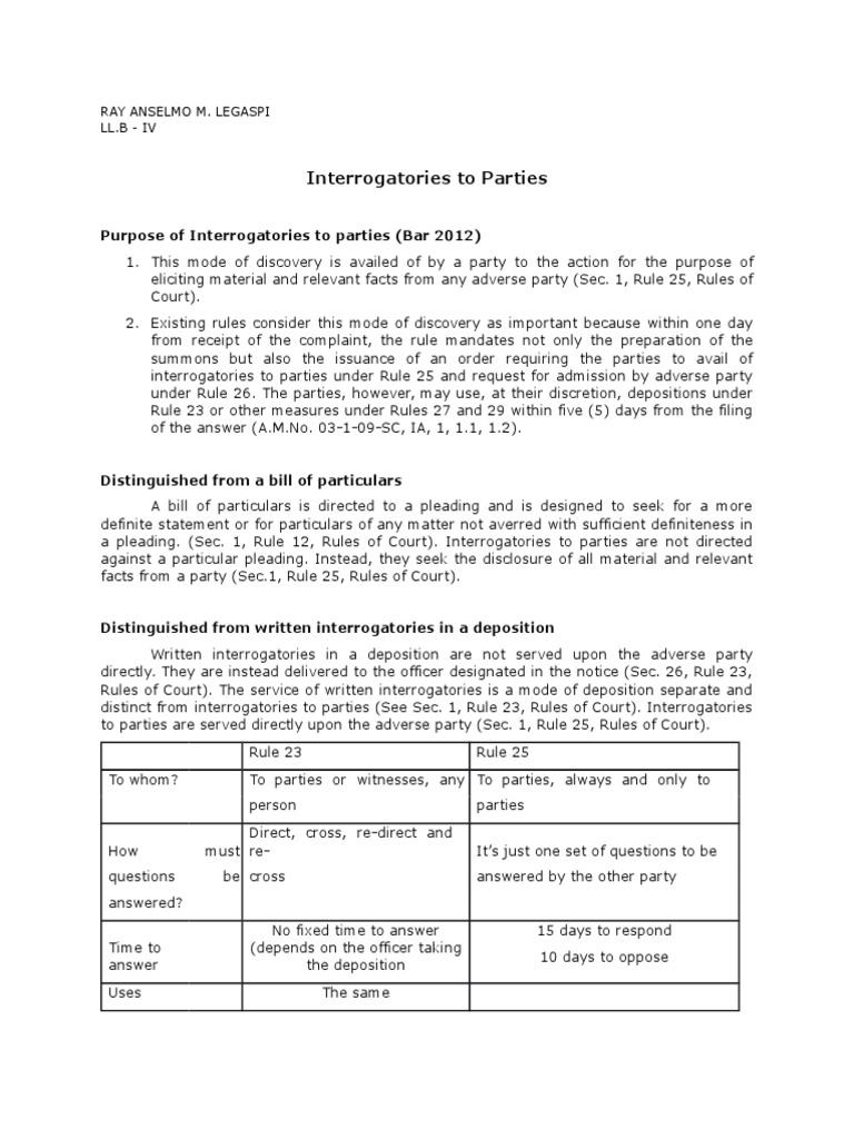 Written Interrogatories Pdf Interrogatories Discovery Law