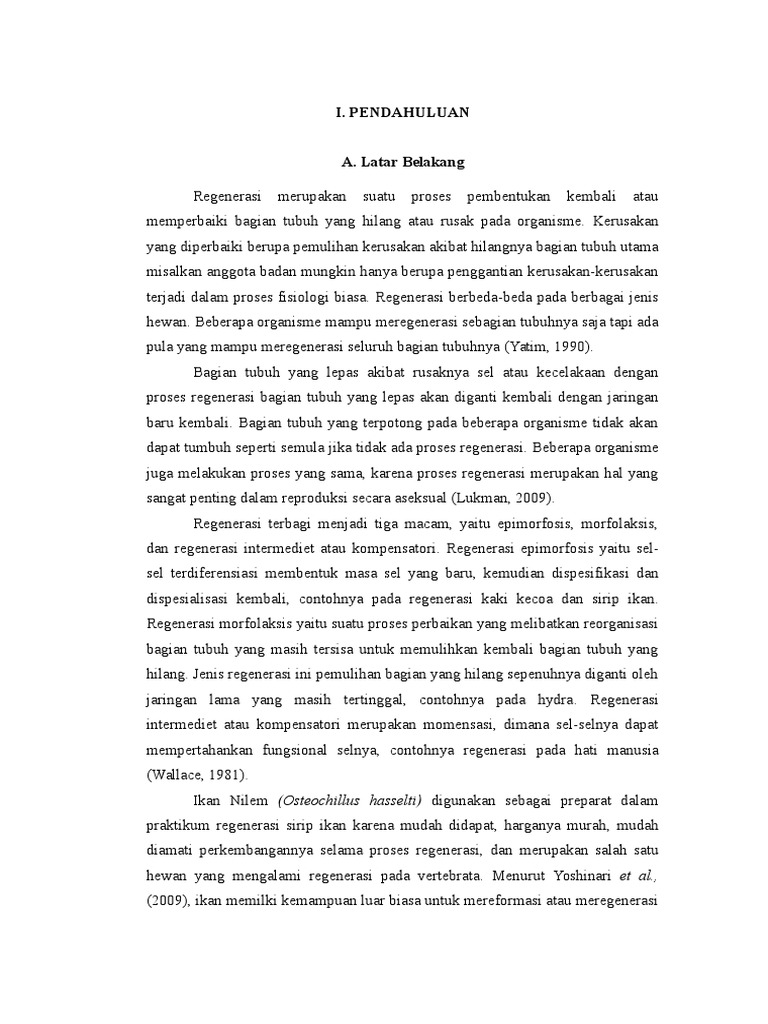 Proses Regenerasi Sirip Ikan Nilem | PDF