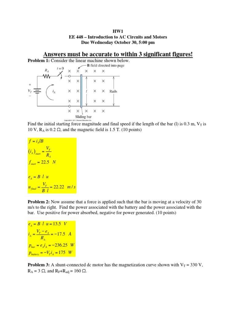 AC Circuits and Motors Homework Solutions | PDF | Classical Mechanics ...