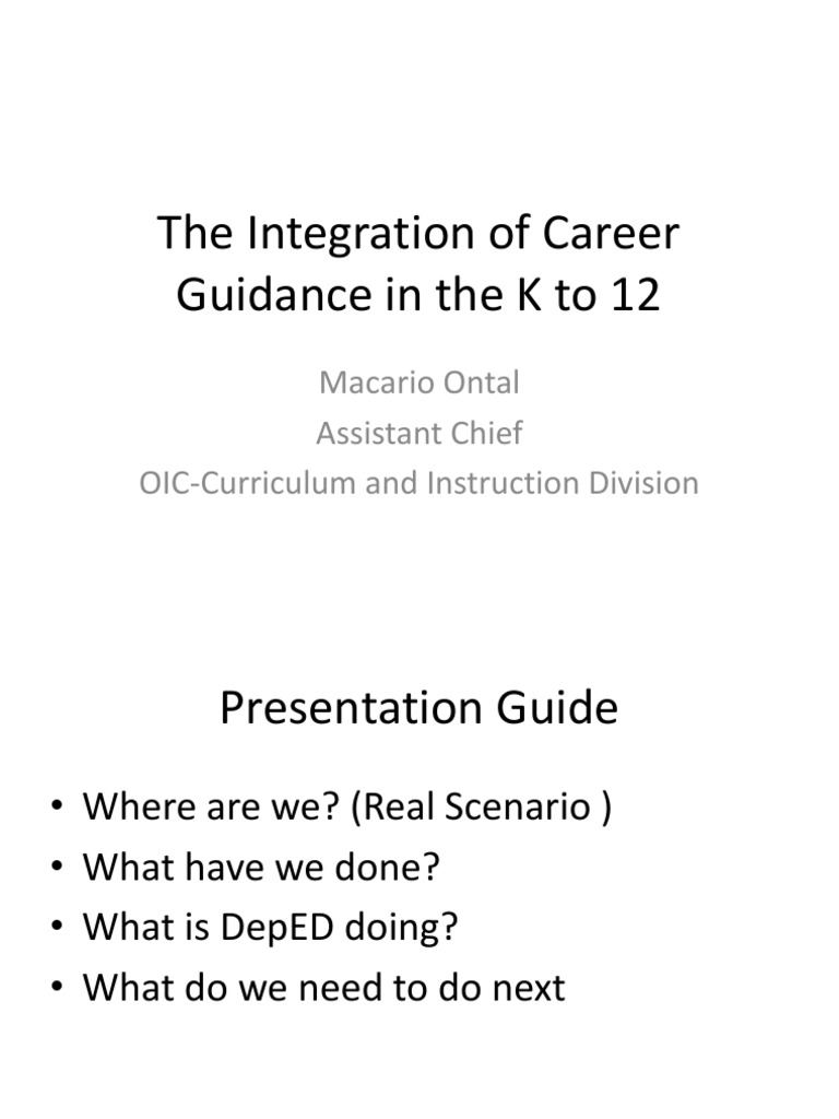 DEPED The Integration of Career Guidance in The K12 | PDF | Goal ...