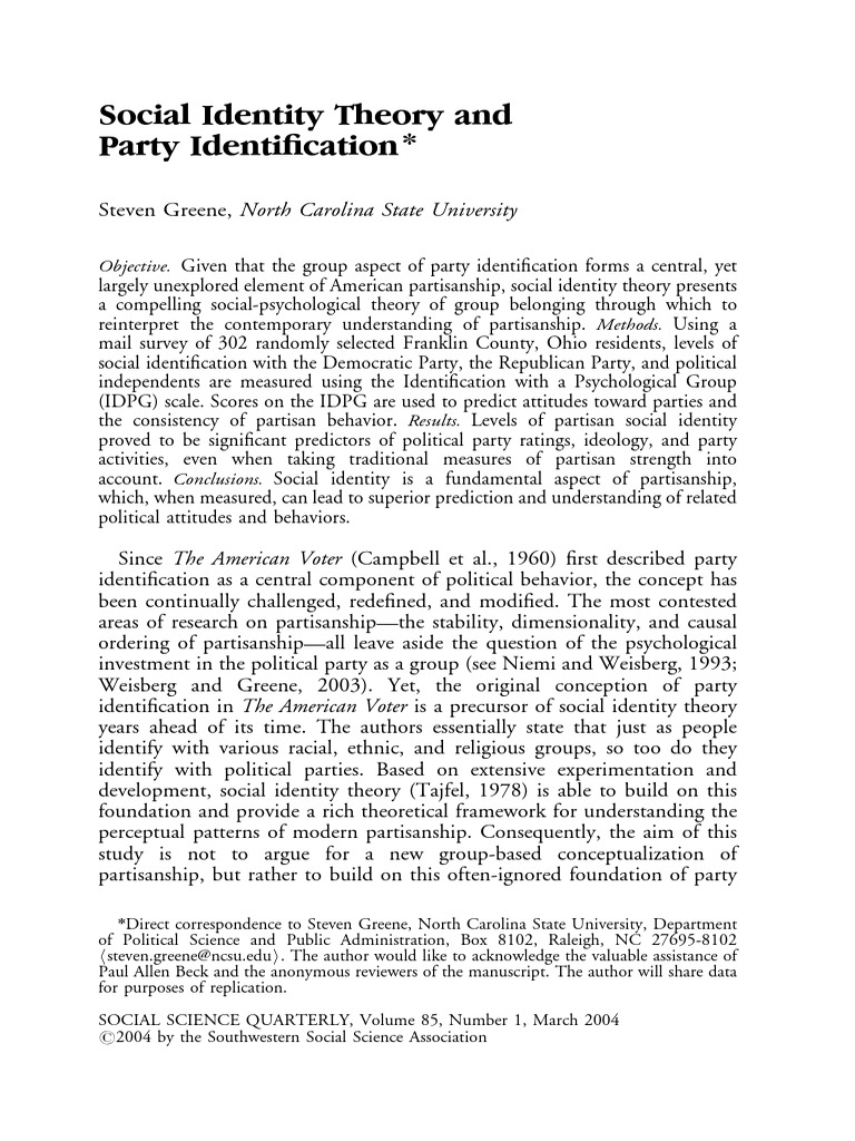 Social Identity Therory | PDF | Identity (Social Science) | Social Group