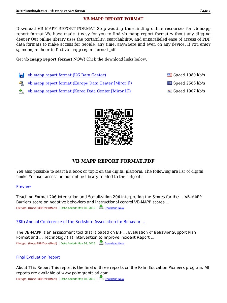 Vb Mapp Report Format | Computer File | Computer File Formats