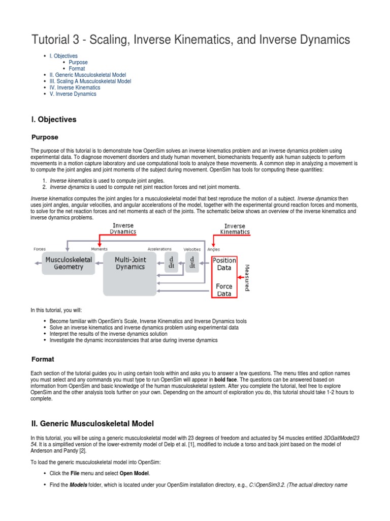 OpenSim Tutorial: Scaling & Inverse Dynamics | PDF | Kinematics | Force