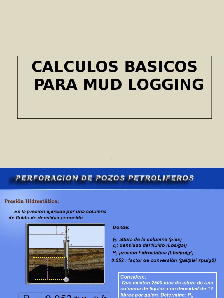 Calculos Basicos Mud Logging | PDF | Volumen | Densidad