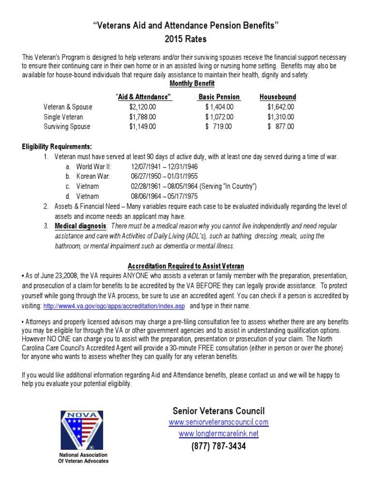 Veterans Aid & Attendance Benefits 2015 | PDF | Finance & Money Management