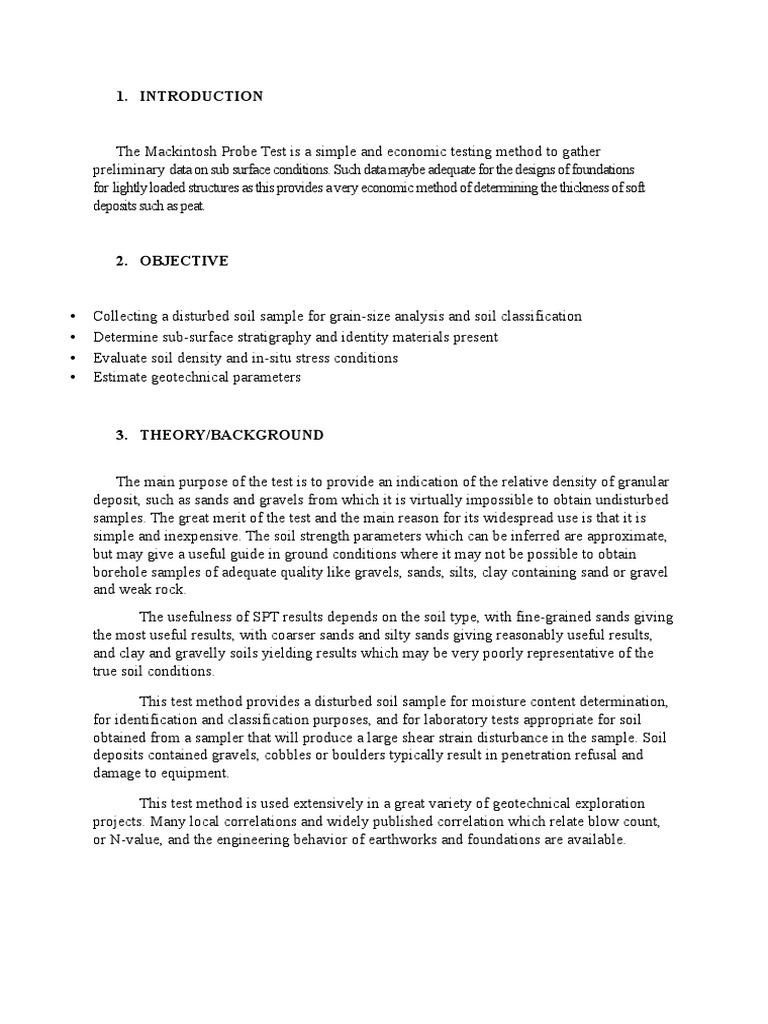 Mackintoch Probe Test | PDF | Geotechnical Engineering | Soil