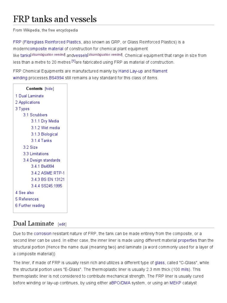 FRP Tanks and Vessels | PDF | Materials | Industries