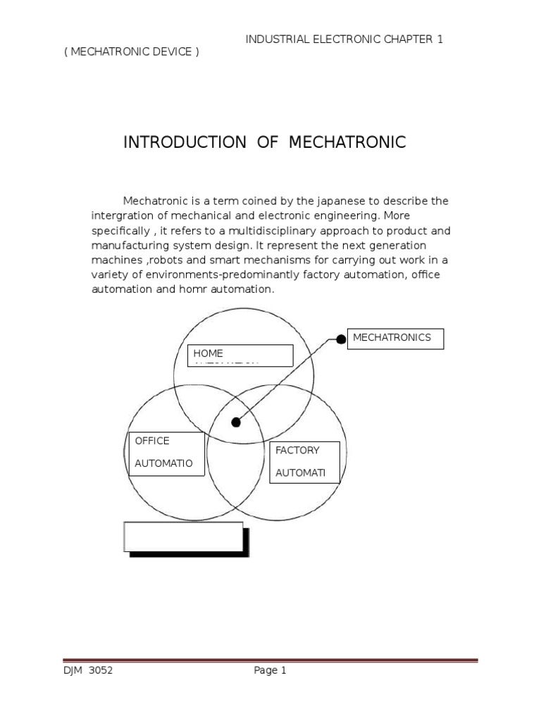 Introduction of Mechatronic | PDF | Machines | Automation