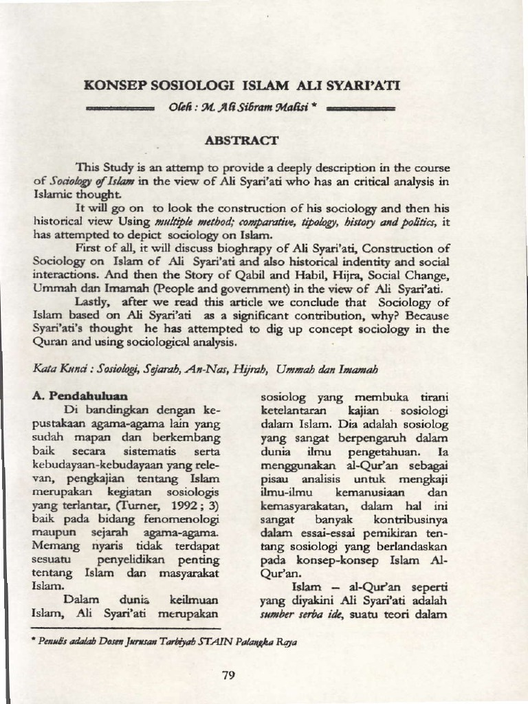 Konsep Sosiologi Islam Ali Syariati | PDF
