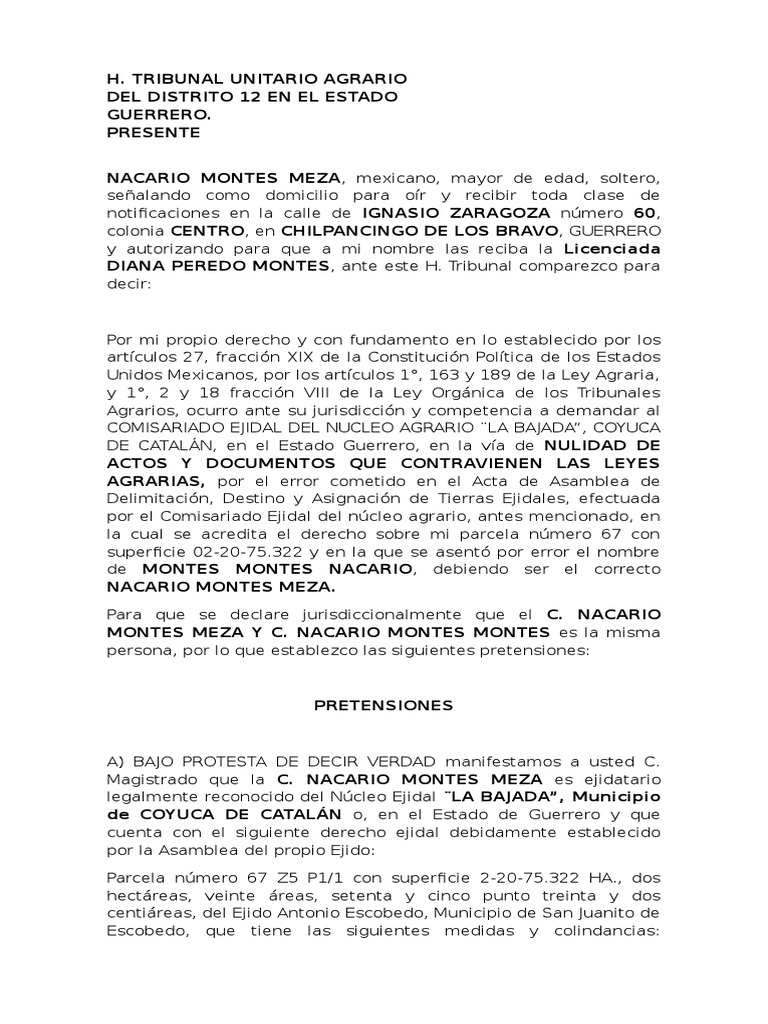 DEMANDA AGRARIA | Demanda judicial | México