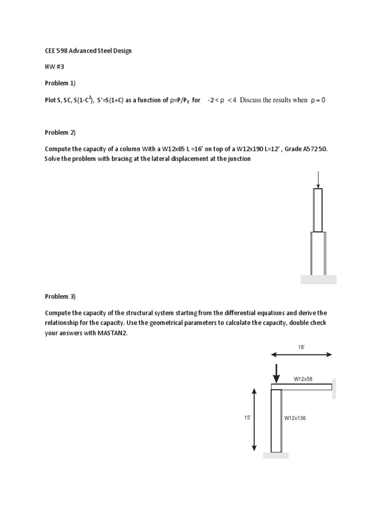 Advanced Steel Design - HW - 3 - Mastan1 | PDF | Buckling | Column