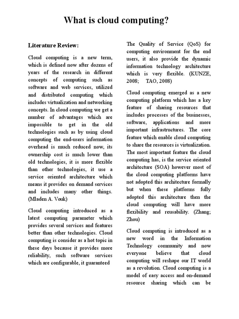 Literature Review Cloud Computing | PDF | Cloud Computing | Scalability Literature Review Cloud Computing | PDF | Cloud Computing | Scalability
