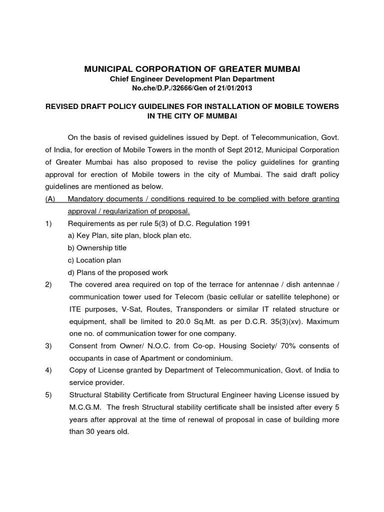 Revised Mobile Tower Installation Policy in Mumbai: Updated Guidelines ...