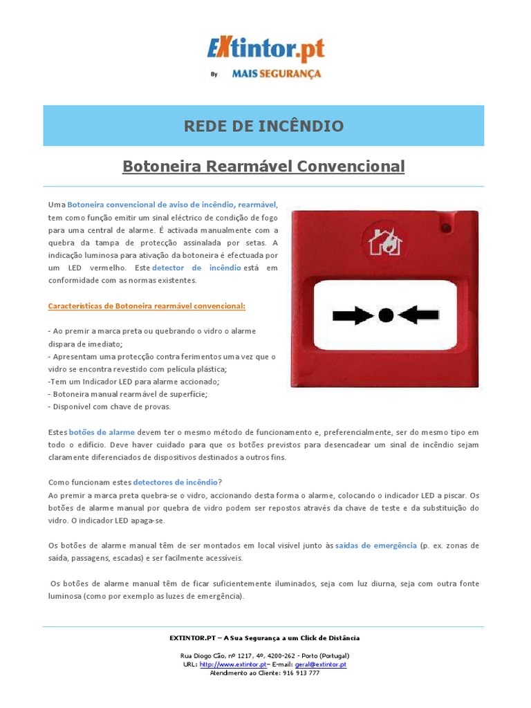 Botoneira de Alarme de Incêndio Manual | PDF | Tecnologia e Engenharia