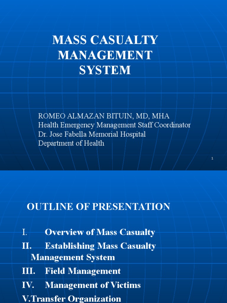 Mass Casualty Management Overview | PDF | Emergency Department ...