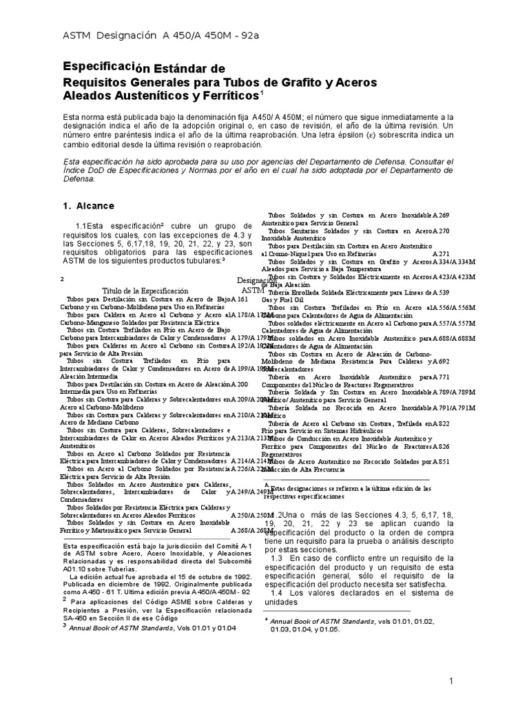 Norma ASTM A450 | PDF | Acero | Acero inoxidable