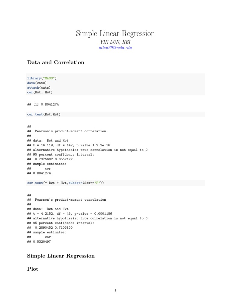 Simple Linear Regression Pdf Errors And Residuals Coefficient Of Determination