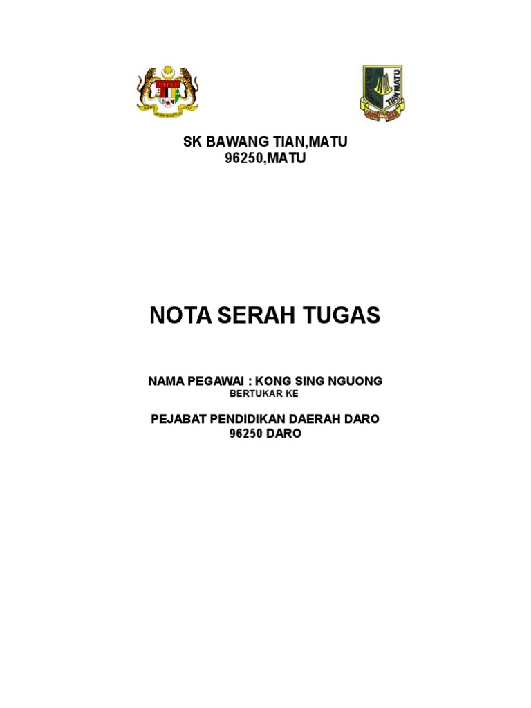 Contoh Nota Serah Tugas | PDF
