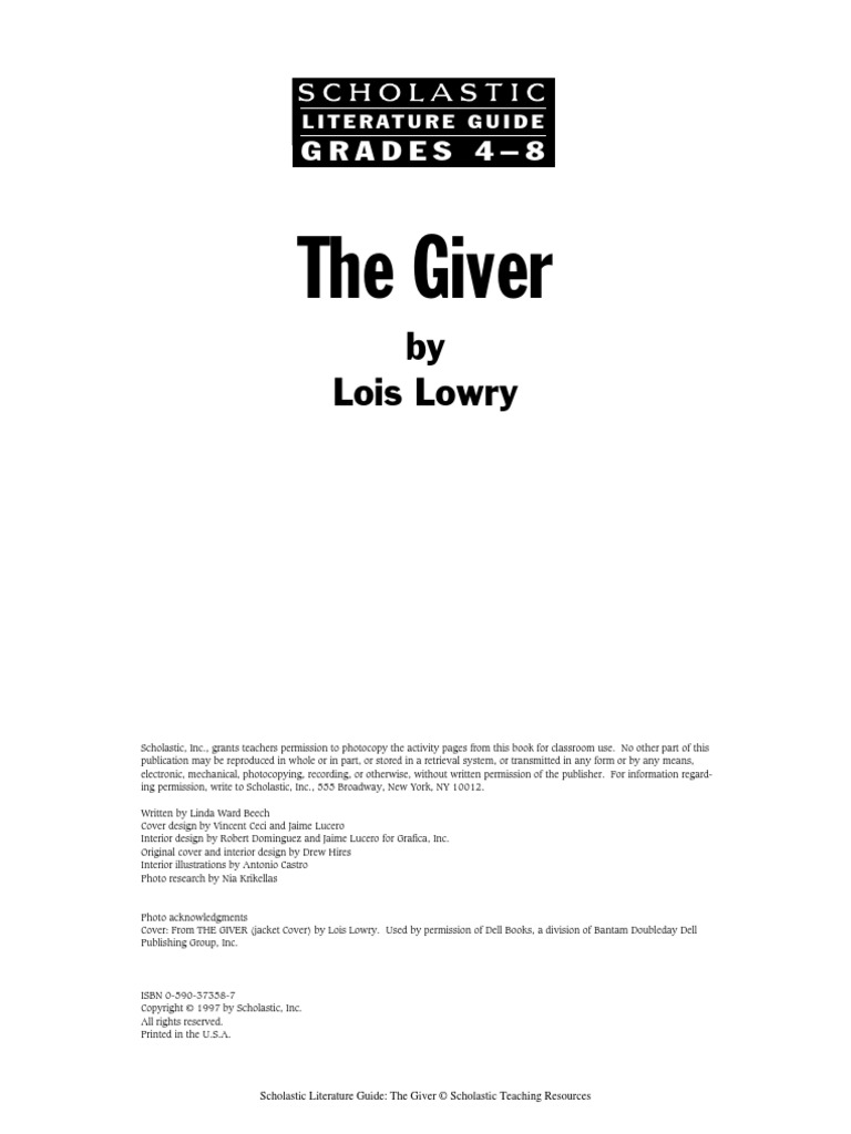 Literature Guide - The Giver | PDF | The Giver | Psychological Concepts