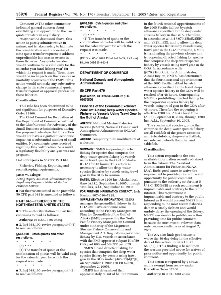 Rule: Fishery Conservation and Management: Alaska Fisheries of ...