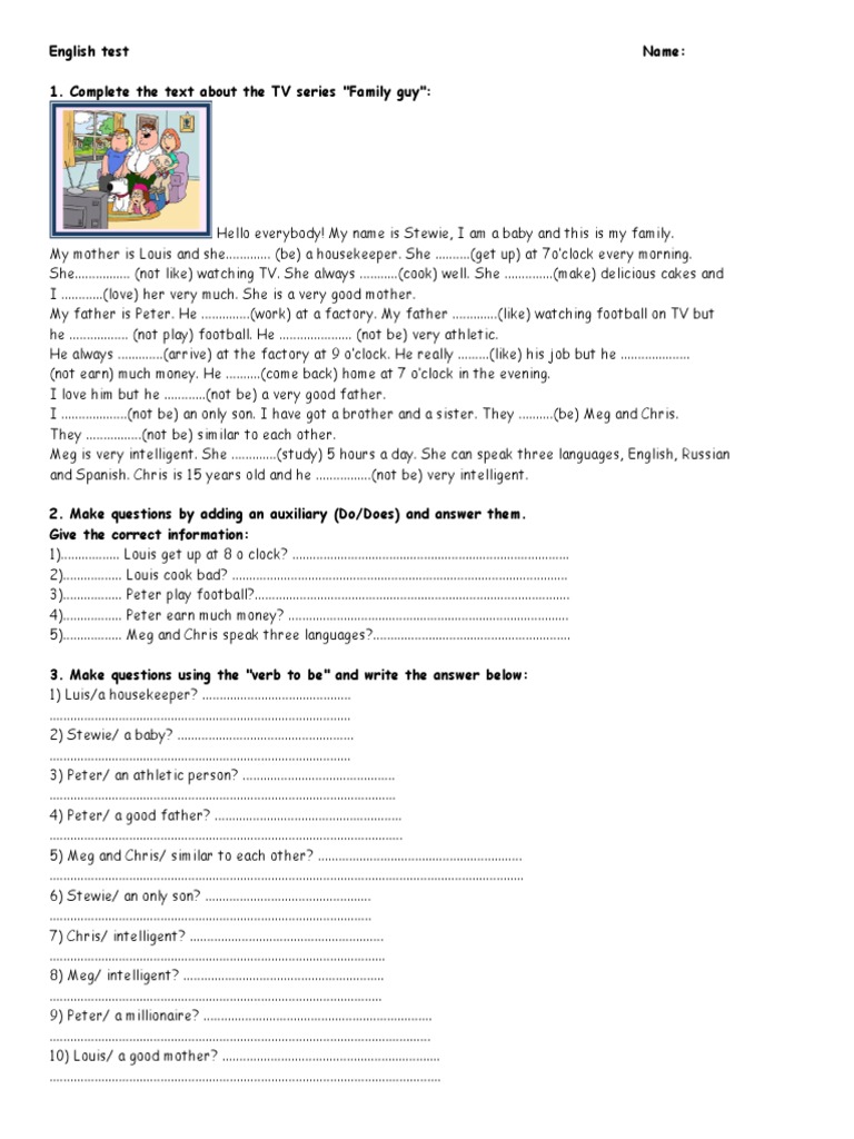 Present Simple TEST | PDF | Foreign Language Studies