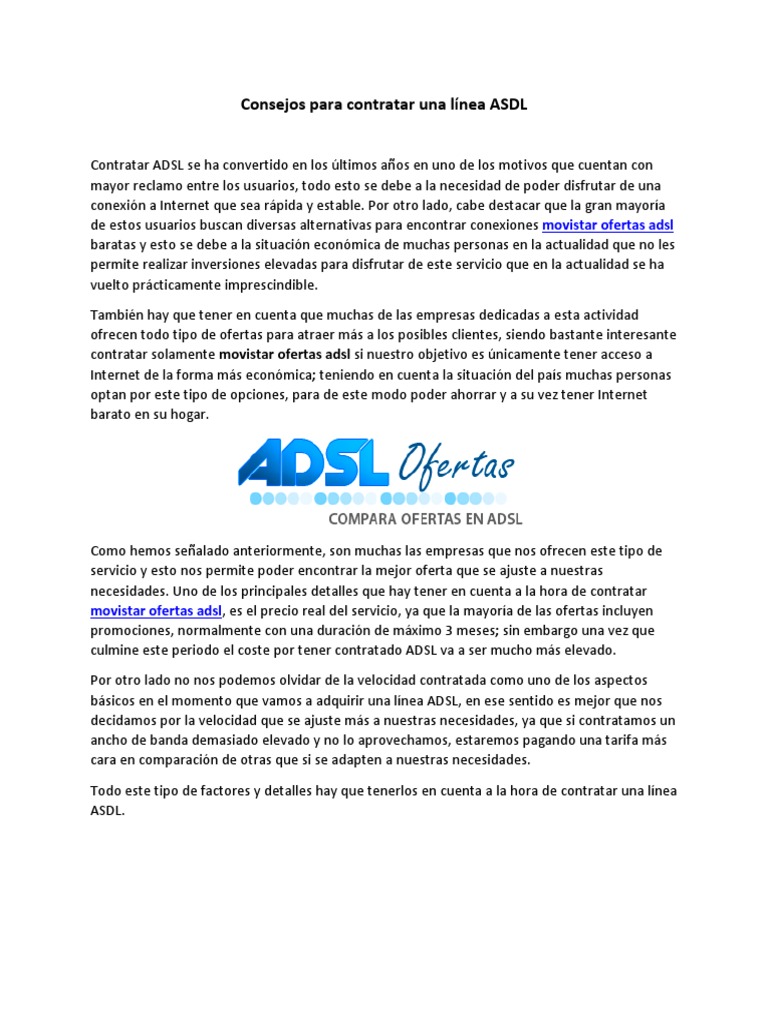 Consejos para Contratar Una Línea ASDL | PDF