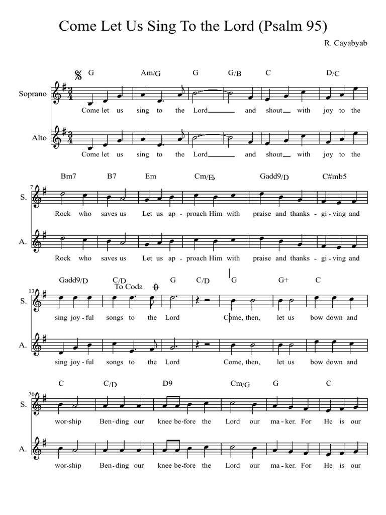 Come Let Us Sing To The Lord (Psalm 95) | PDF
