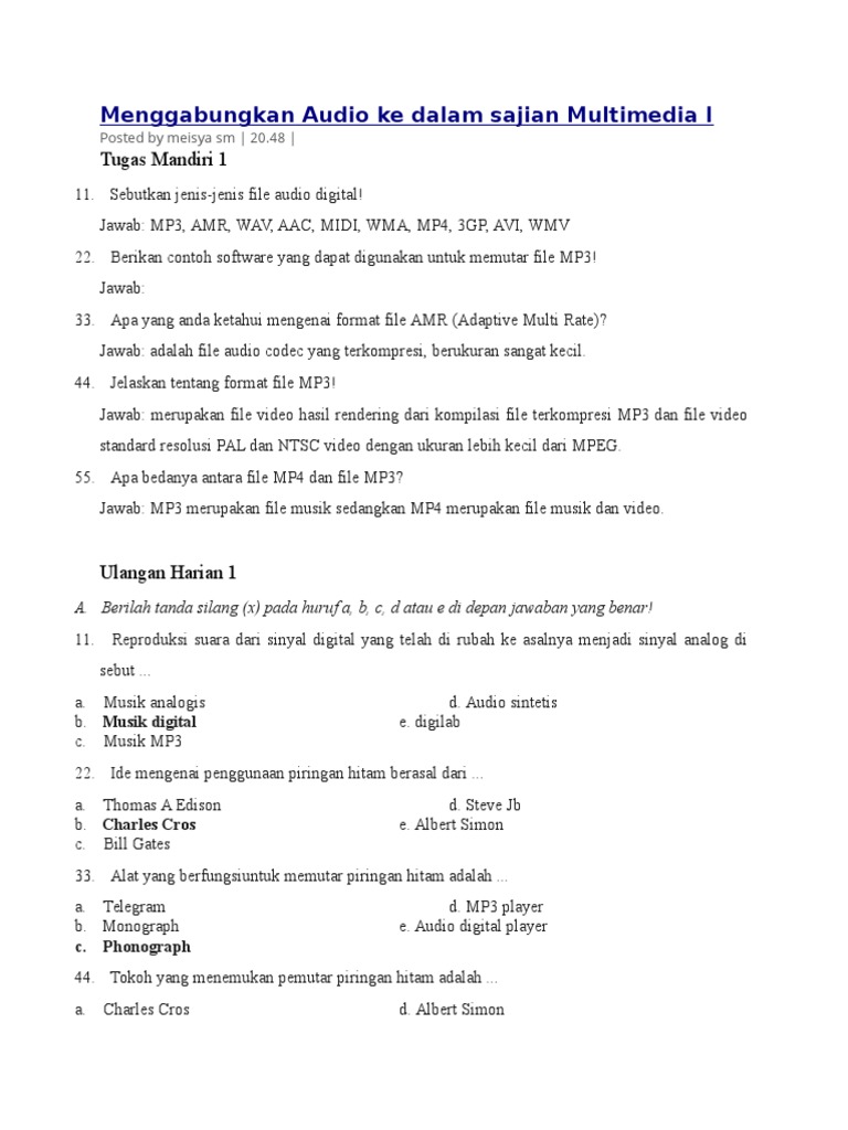 Contoh Soal Audio | PDF | Komputer