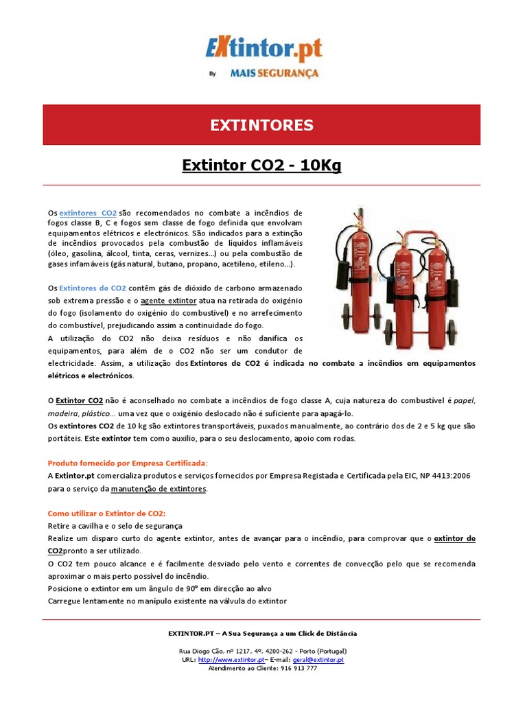 Ficha Tecnica - EXTINTOR CO2-10kg | PDF | Oxigênio | Dióxido de Carbono