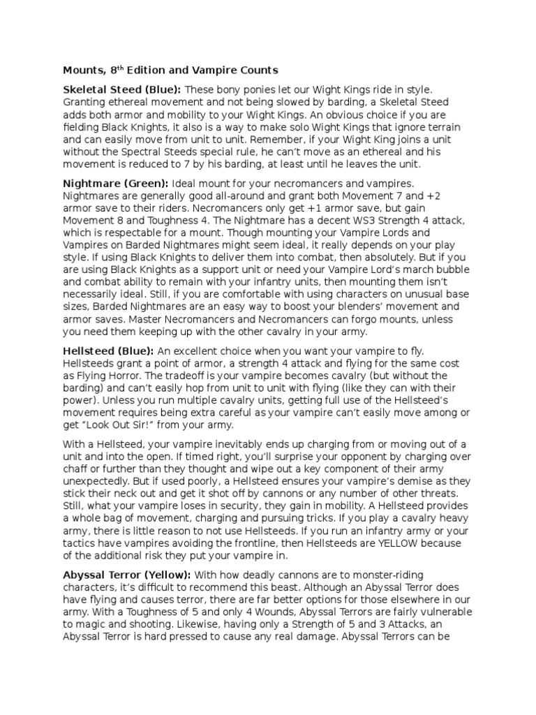 Vampire Counts Mounts | PDF | Armour | Cavalry