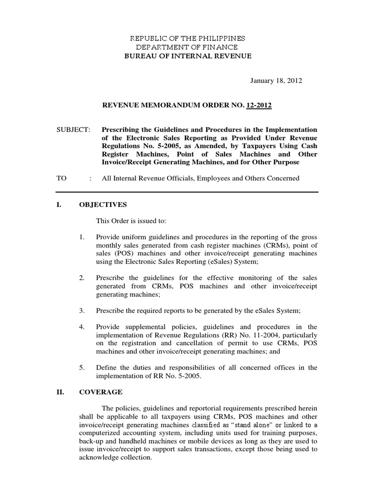 RMO No. 12-2012 | Invoice | Point Of Sale