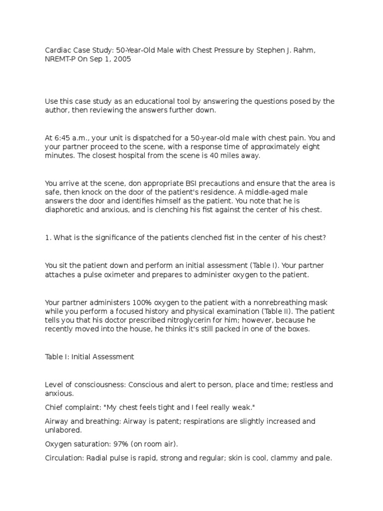 Cardiac Case Study | Angina Pectoris | Coronary Circulation | Free 30 ...