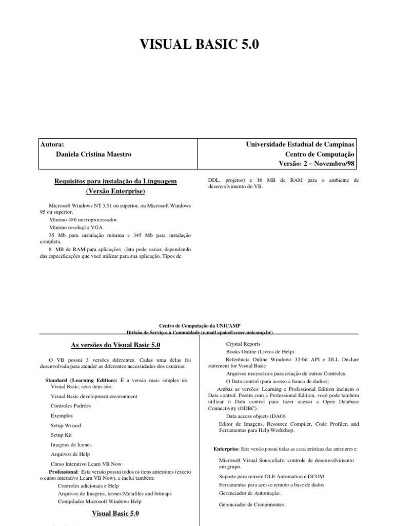 Visual Basic 5 + 14 Exercicios Resolvidos | PDF | Basic | Janela (informática)
