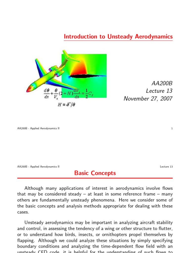 Unsteady Aerodynamics | PDF | Lift (Force) | Fluid Dynamics