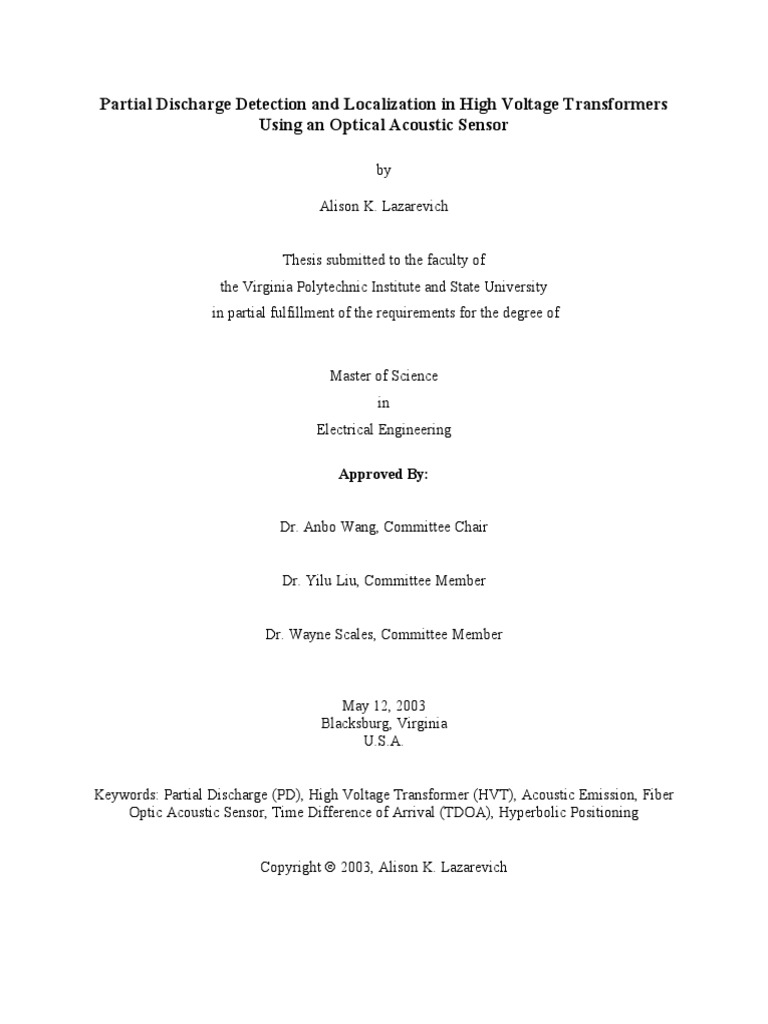 Partial Discharge Detection and Localization in High Voltage Transformers | PDF | Acoustics ...
