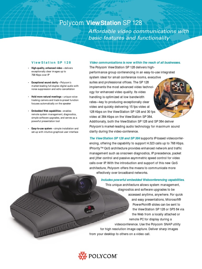 Videoconferencing Polycom Viewstation SP 128 Data Sheet | PDF ...