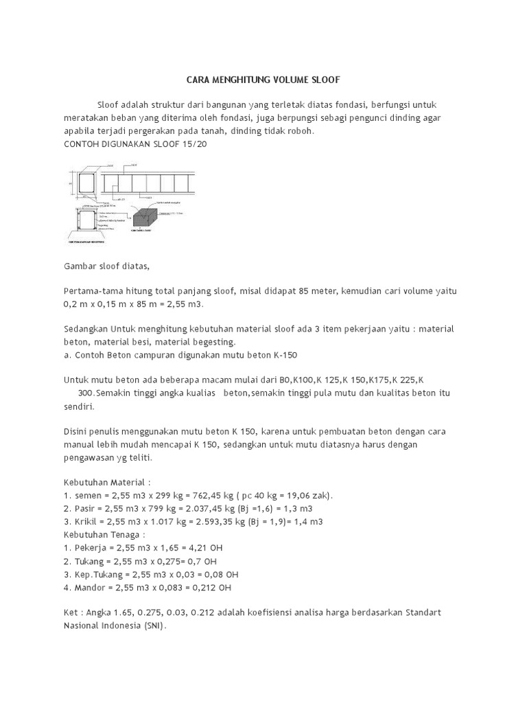 Cara Hitung Volume Sloof Beton | PDF