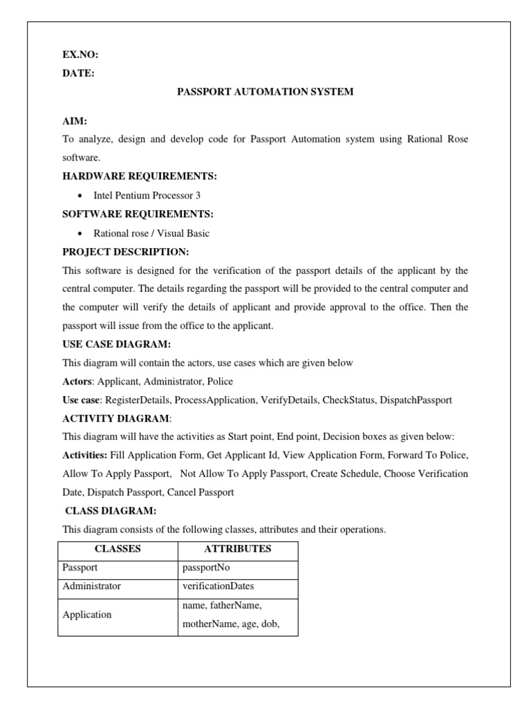 Passport Automation System Use Case Application Software
