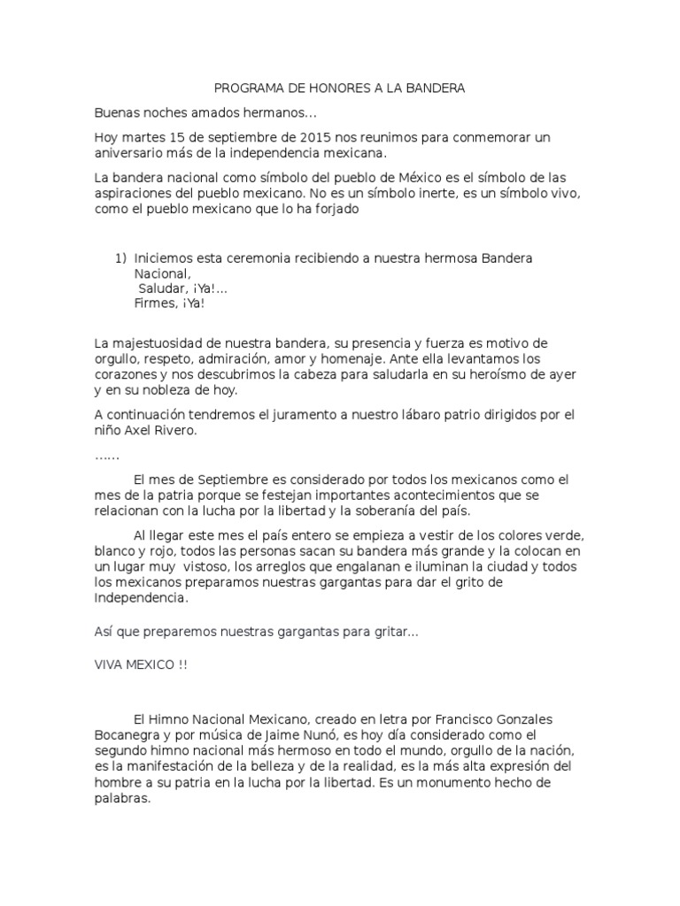 Ceremonia de Honores a la Bandera Mexicana | PDF