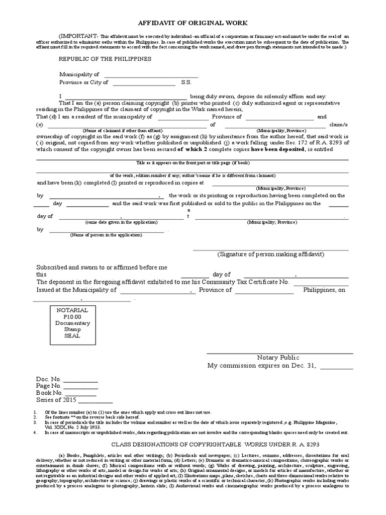 Ndaa2015 Affidavit of Original Work | PDF | Affidavit | Mass Media