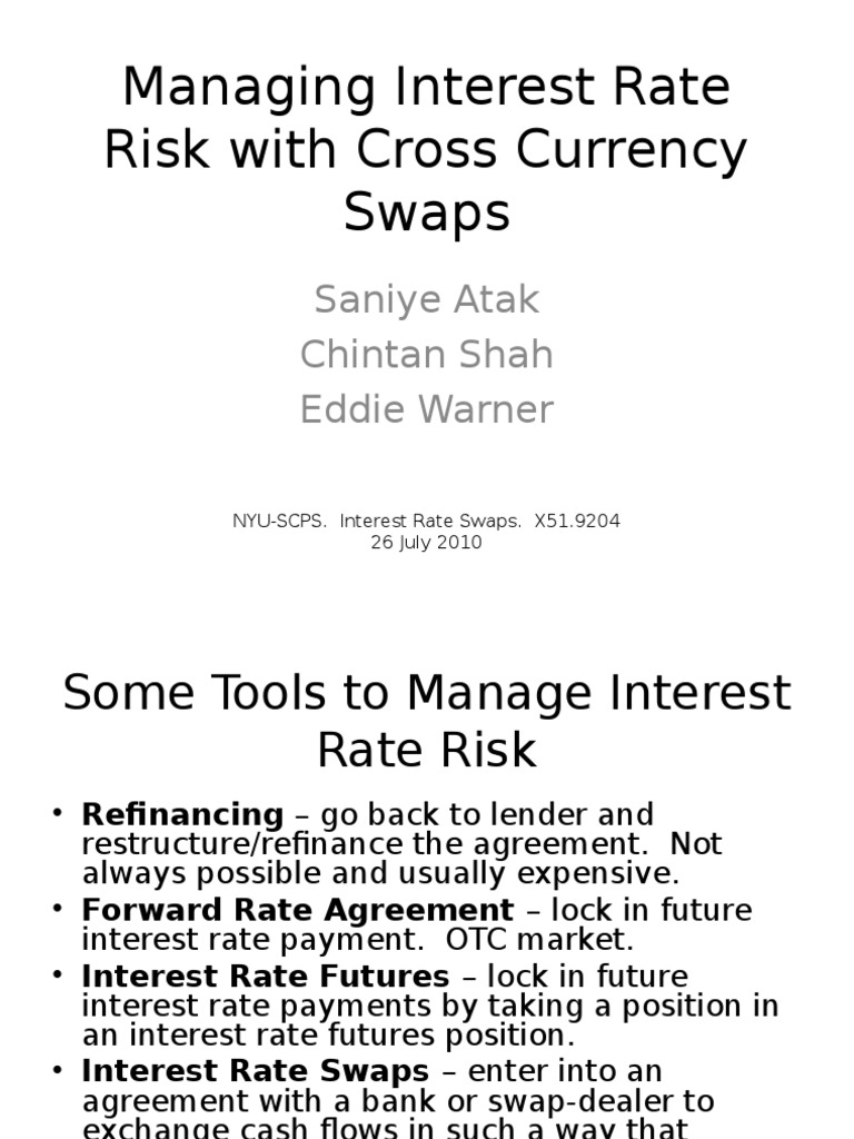Manage Interest Rate Risk with Cross Currency Swaps | PDF | Interest ...