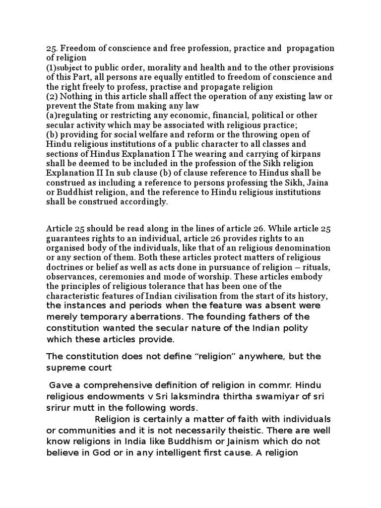 Article 25: Freedom of Religion in India | PDF | Mosque | Supreme Court ...