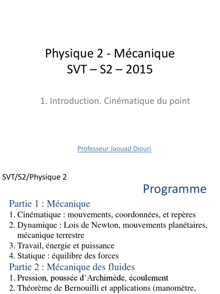 Cours Complet Mécanique SVT | PDF | Obliger | Loi universelle de la gravitation