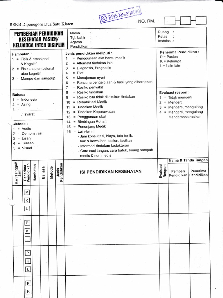 lembar edukasi pasien dan keluarga
