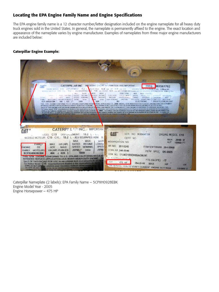 EPA Engine Family Name Guide | PDF | Technology & Engineering