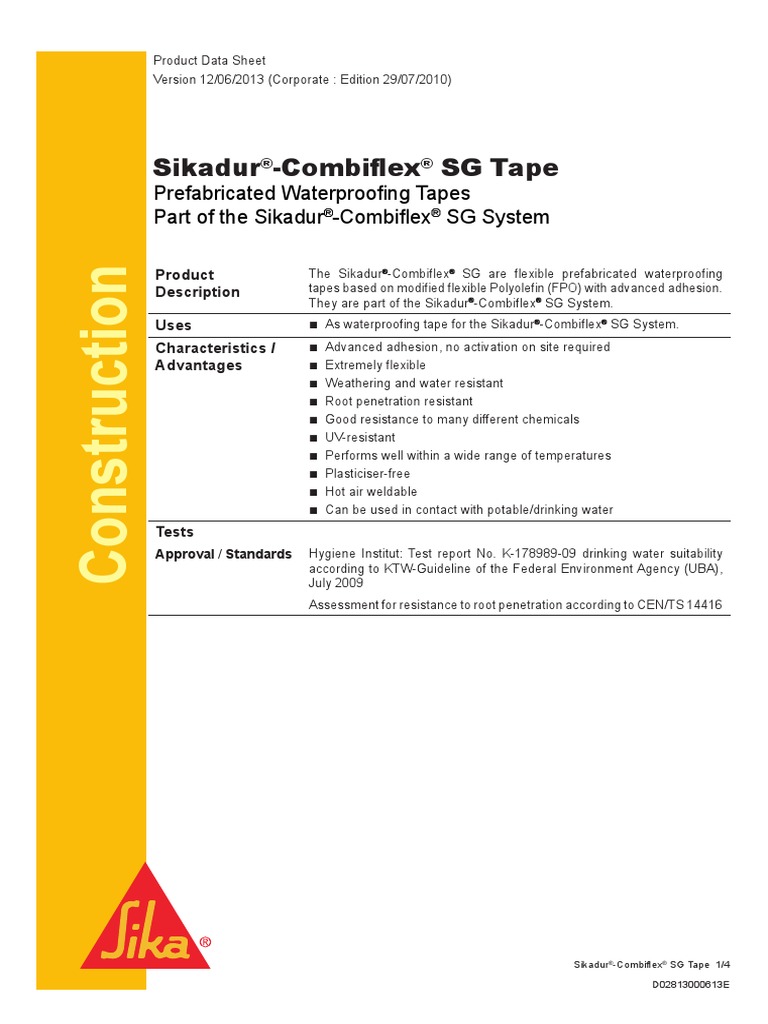 Sika PDS - E - Sikadur-Combiflex SG Tape | PDF | Welding | Construction