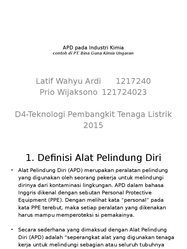 APD Pada Industri Kimia | PDF
