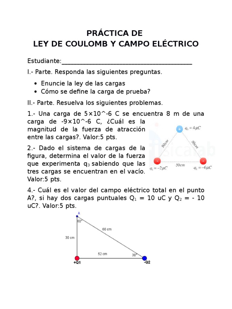 Ley de Coulomb y Campo Eléctrico | PDF | Ciencia y matemáticas ...