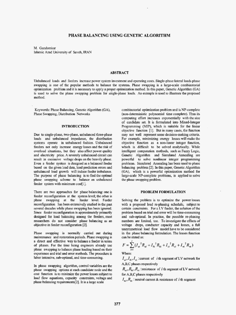 Phase Balancing Using Genetic Algorithm: Example | PDF | Mathematical Optimization | Genetic ...