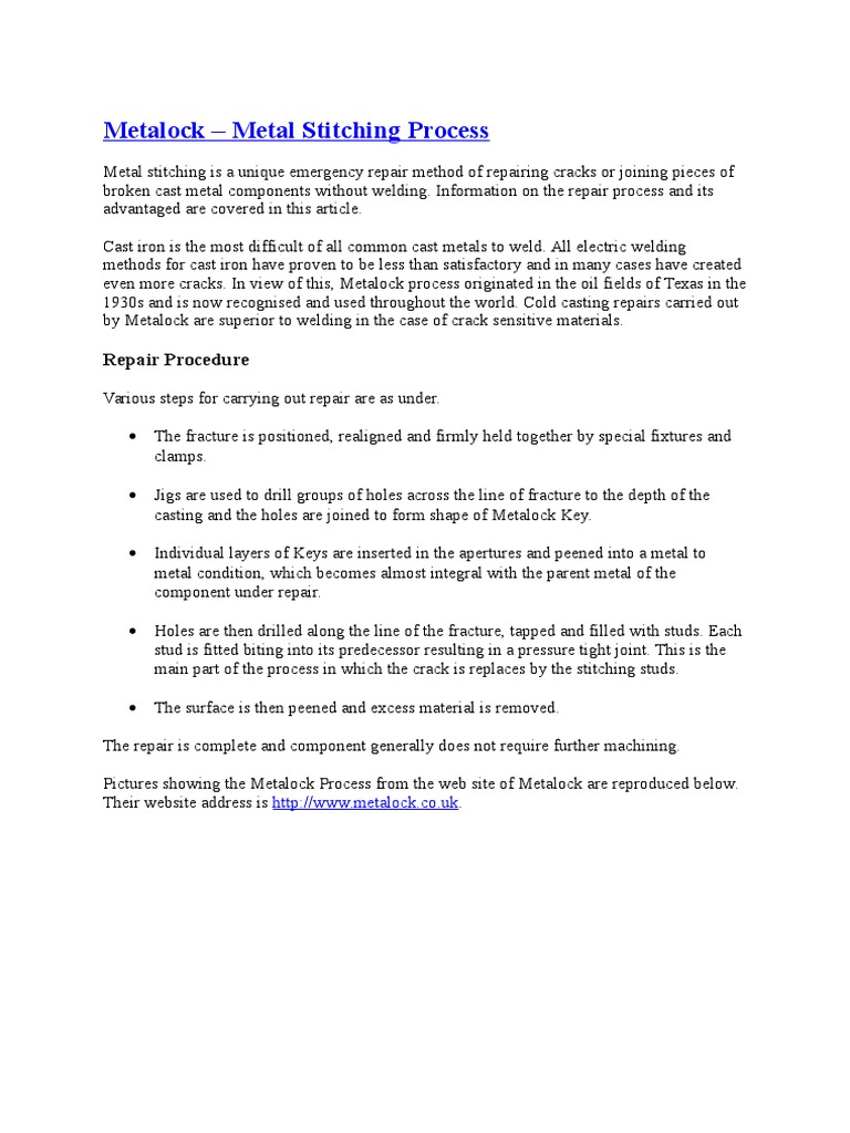 Metalock Process | PDF | Welding | Construction